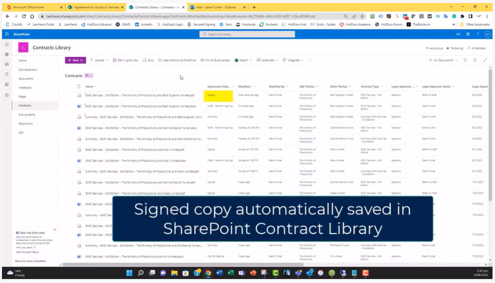 How do I get contracts and data into a contract library?